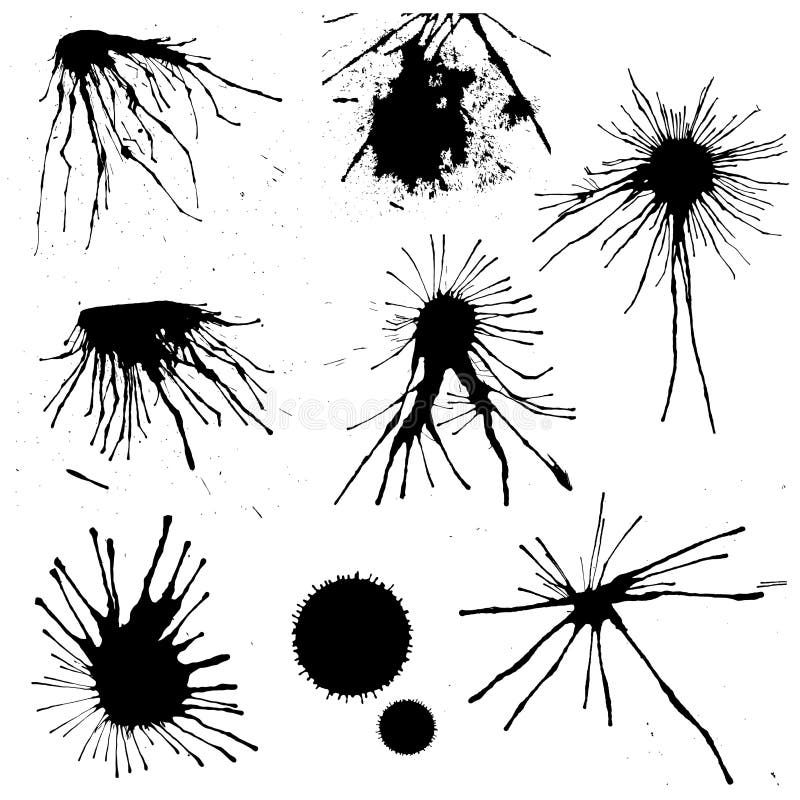 Grungy Ink and Brush Strokes Set Stock Vector - Illustration of contour ...