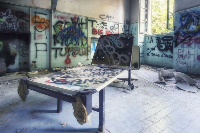 Grungy Interior of Abandoned Hospital Stock Image - Image of lost ...