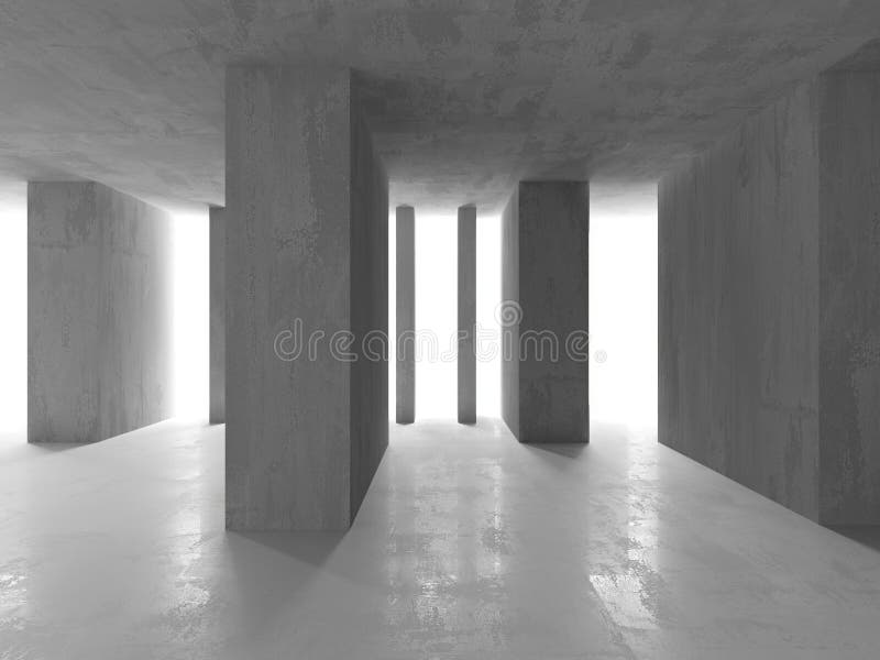 Grungy Room with Concrete Walls. Old Stone Interior Stock Illustration ...