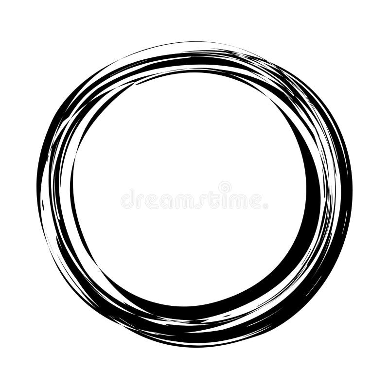 Grungy round ink circle stock vector. Illustration of crayon - 136178651