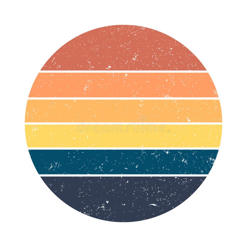 Grungy Round Retro Sunset Logo Stock Vector - Illustration of vector ...