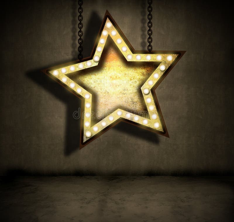 Grungy sign with lights stock illustration. Illustration of antique ...