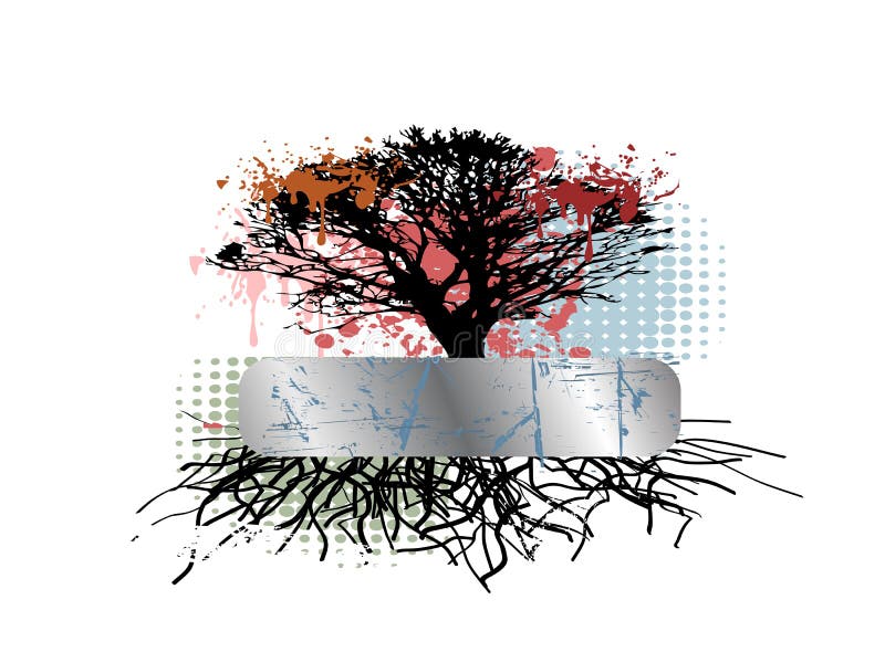 Grunge Modern Tree Design Element Stock Vector - Illustration of grungy ...
