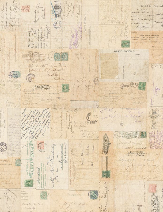 Vintage Collage Backgrounds Postal Golden Postal Stamps Collection