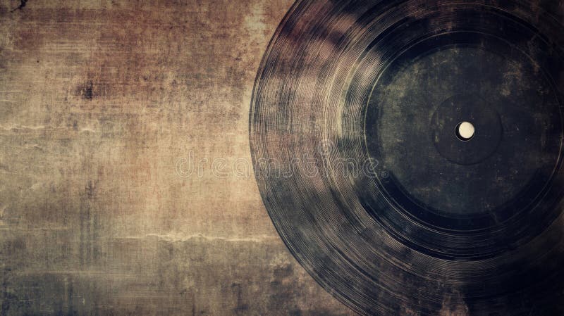 Grungy Vintage Vinyl Record on Dark Brown Background Stock Illustration ...