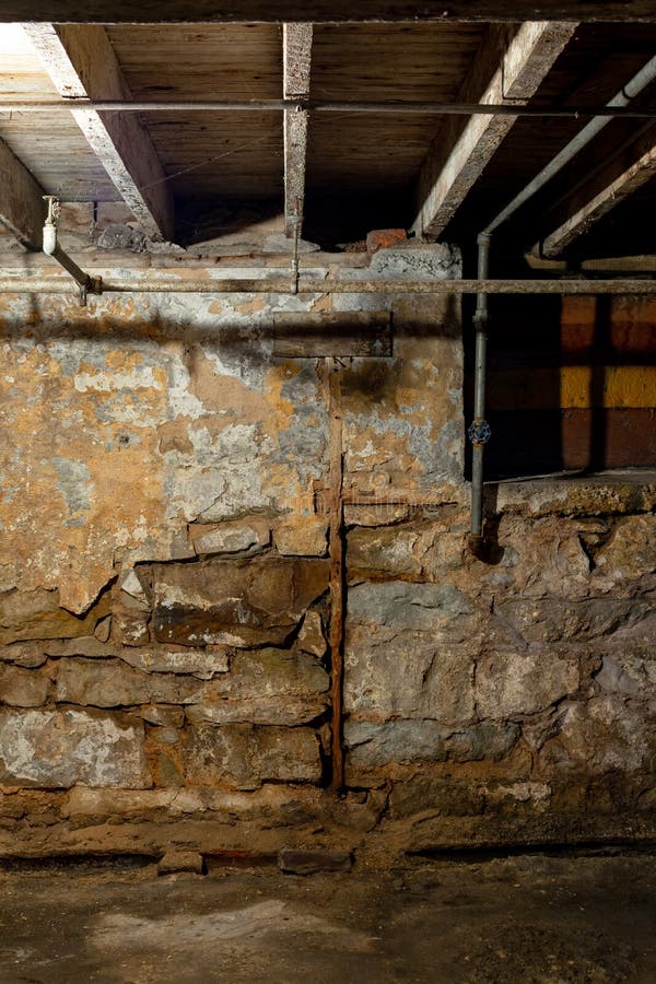 Grungy warehouse basement stock image. Image of concrete - 153693969