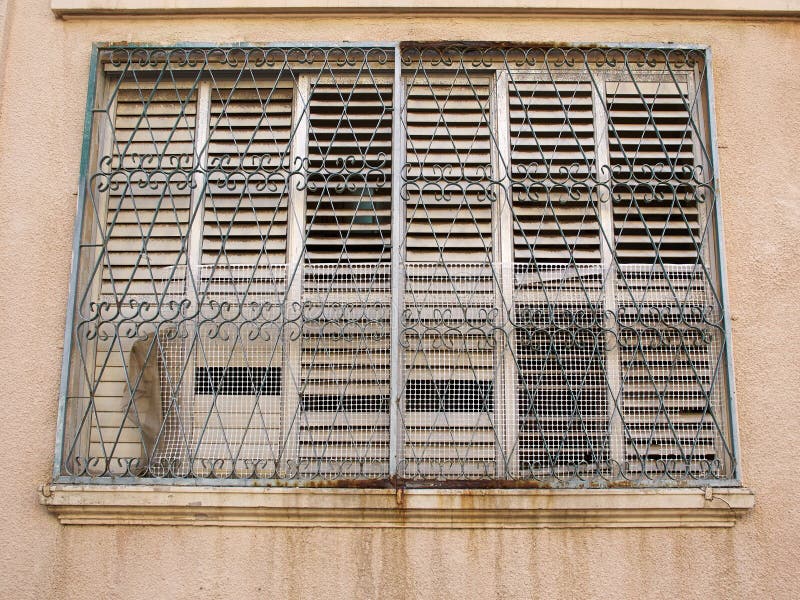 Grungy Window with Rusty Iron Bars Stock Photo - Image of barred ...