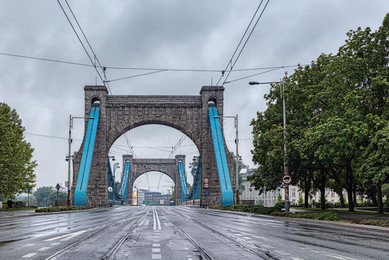 Grunwald Bridge in Wroclaw. Breslau in Poland Stock Image - Image of ...