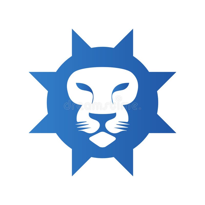 Blue Lion Icon Logo Silhouette of Lion Face Stock Vector - Illustration ...