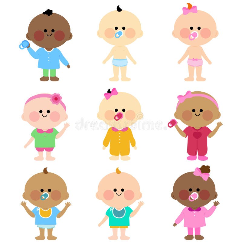 Ilustración Multicultural De Los Bebés Ilustración del Vector ...