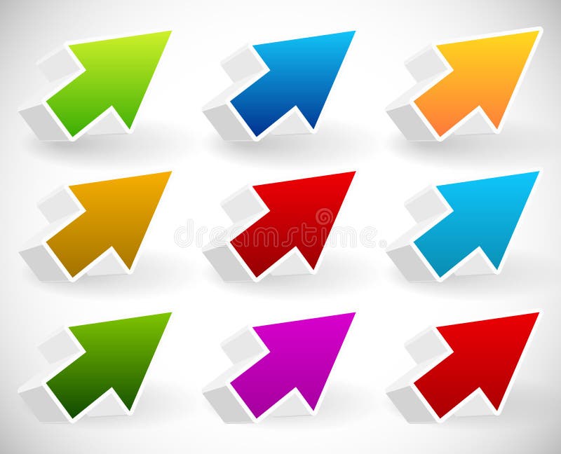 Grupo De 5 Formas Coloridas Da Seta Setas Longas, Horizontais ...