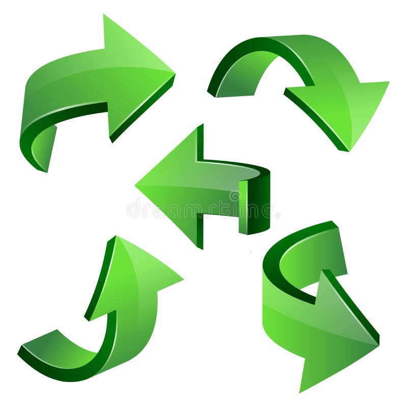 Setas 3d verdes ajustadas ilustração do vetor. Ilustração de moderno ...