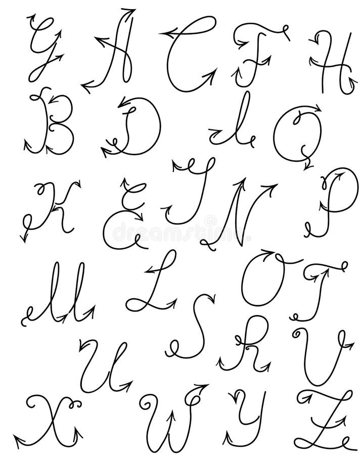 Grupo Das Setas Tiradas Mão Sob a Forma Das Letras Ilustração do Vetor ...