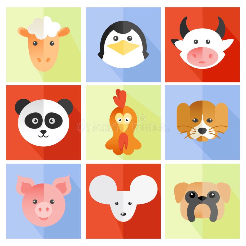 Grupo de animal liso ilustração do vetor. Ilustração de bebê - 40946404