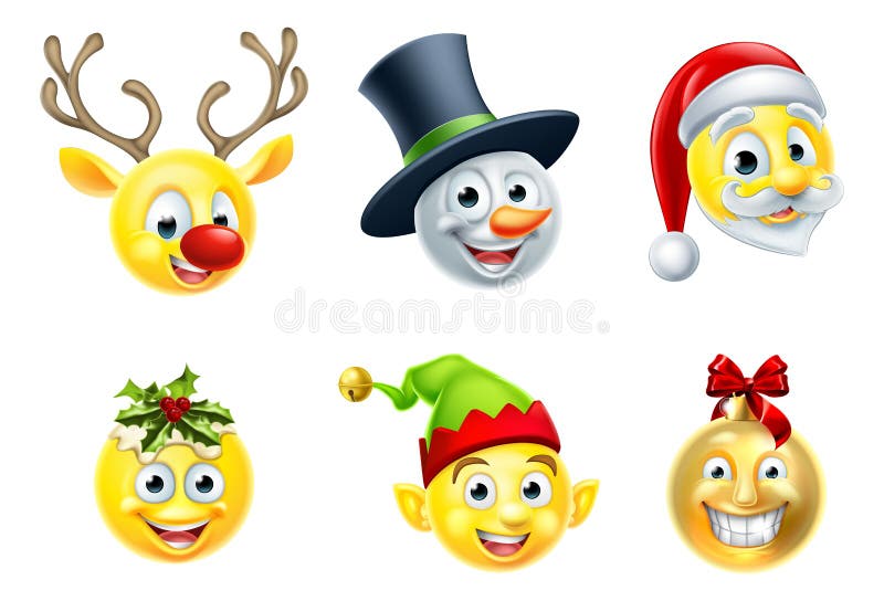 Grupo de Emoji do Natal ilustração do vetor. Ilustração de pudim - 79202334