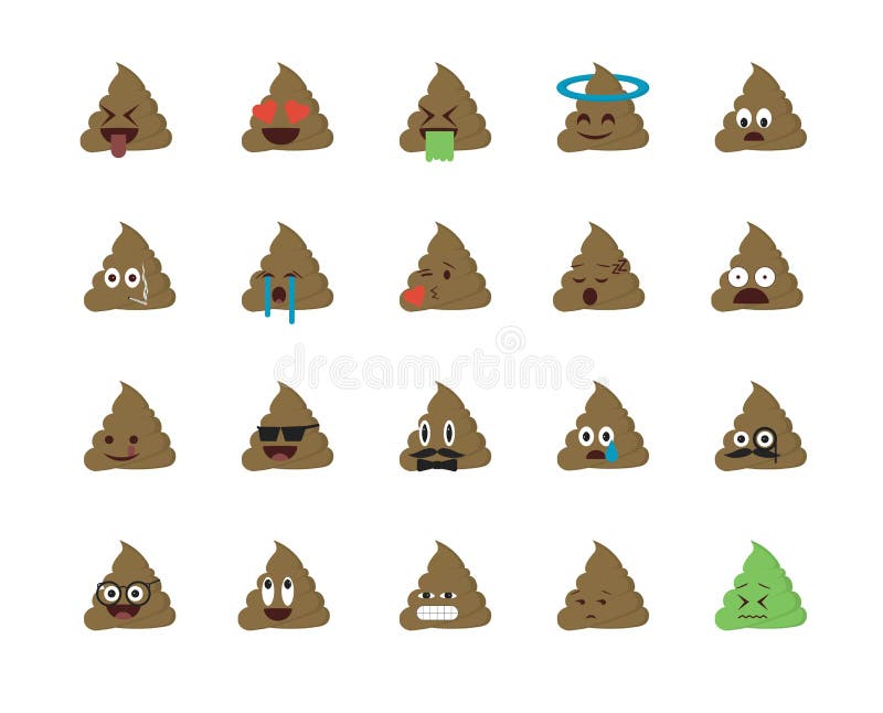 Grupo de emoticon da merda ilustração do vetor. Ilustração de alegria ...