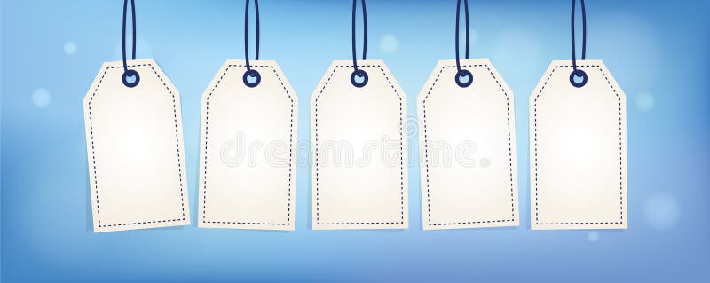 Grupo De Etiquetas Do Branco Com Fundo Azul Ilustração do Vetor ...