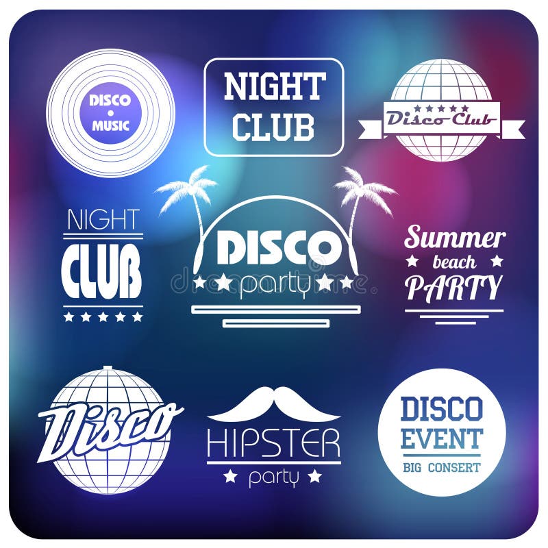 Grupo De Etiquetas Do Disco. Projeto Liso Ilustração do Vetor ...