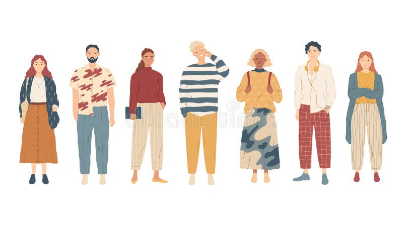 Personas En Ropa Informal. Hombres Y Mujeres Vestidos De Moda Modelos ...