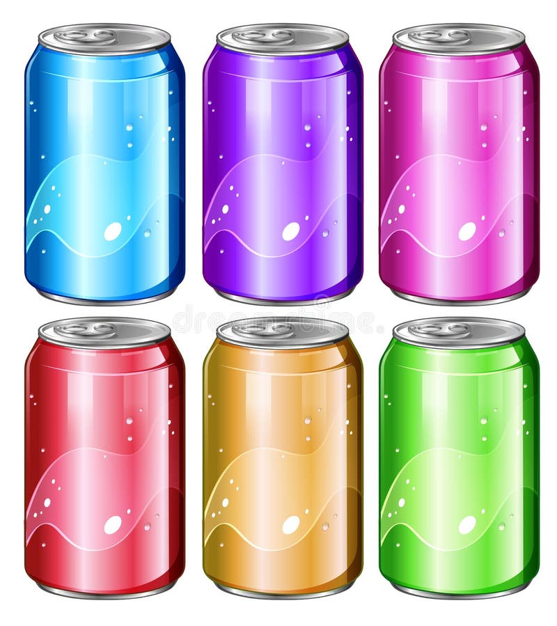 Seis Latas De Soda Coloridas Ilustração do Vetor - Ilustração de latas ...