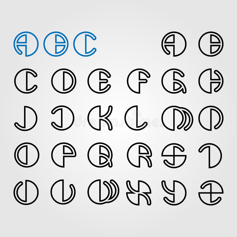 Grupo De Letras Redondas Do Alfabeto Ilustração do Vetor - Ilustração ...
