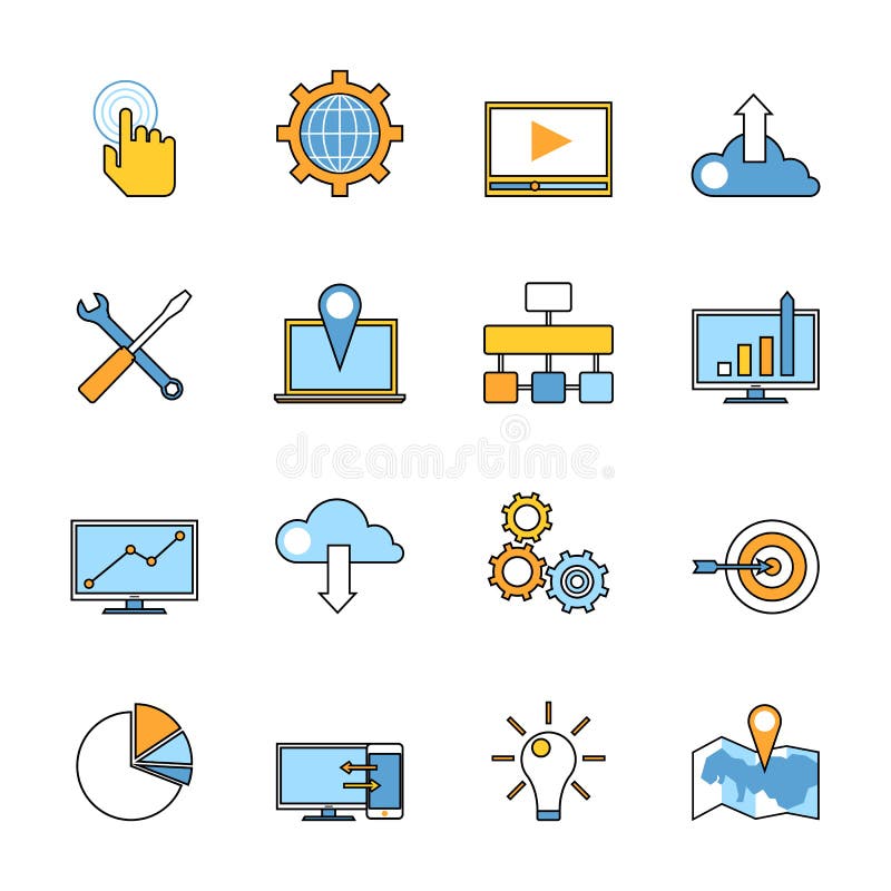 Conjunto De ícones Da Linha De Desenvolvimento Da Web Ilustração do ... Conjunto De ícones Da Linha De Desenvolvimento Da Web Ilustração do ...