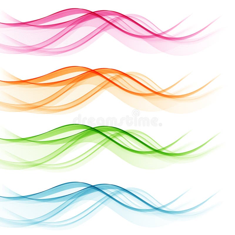 Grupo De Linhas Onduladas Da Cor Abstrata Ilustração do Vetor ...