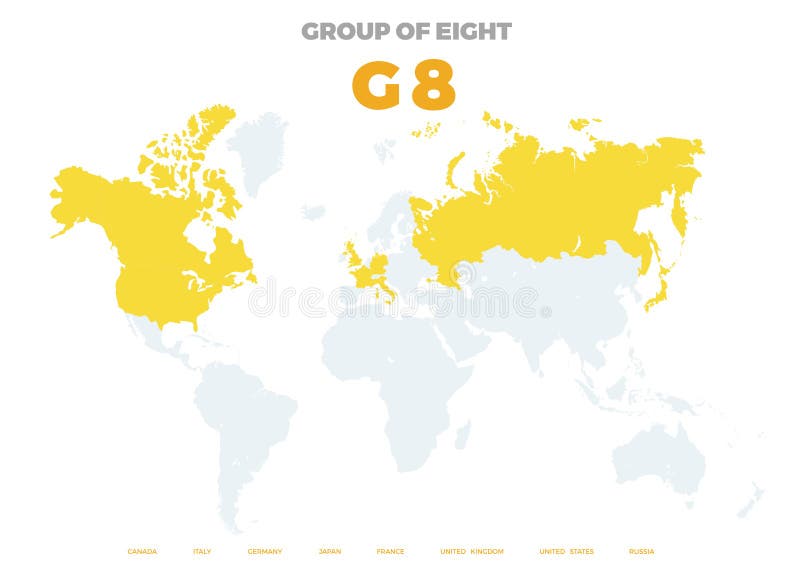 Países G8 En Mapa Del Mundo Stock de ilustración - Ilustración de asia ...