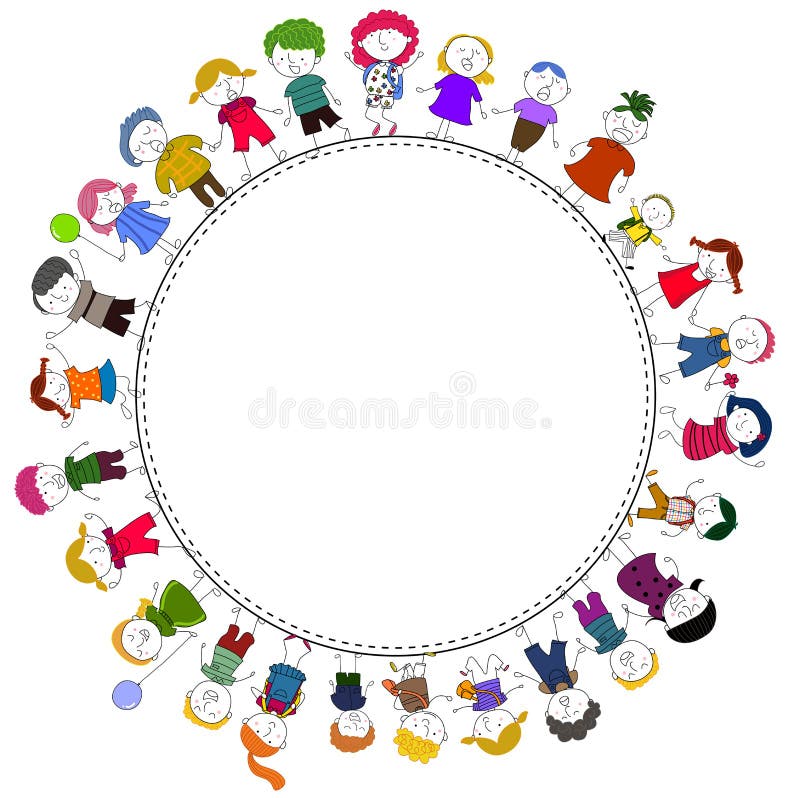 Grupo de niños alrededor ilustración del vector. Ilustración de feliz ...