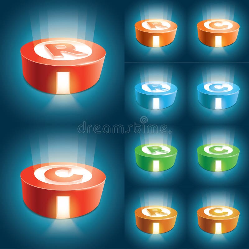 Grupo De Símbolo Do Registo E Do Copyright Ilustração do Vetor ...