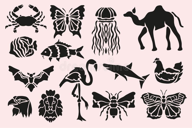 Grupo de símbolos animal ilustração do vetor. Ilustração de projeto ...