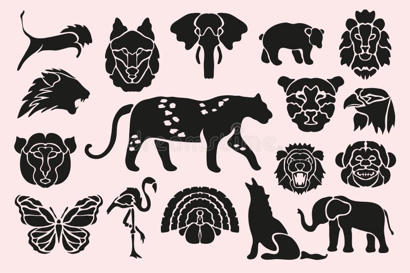 Grupo de símbolos animal ilustração do vetor. Ilustração de mascote ...
