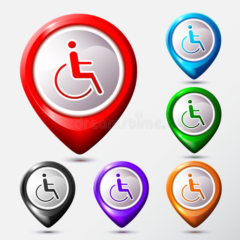 Grupo De Sinal Deficiente Do ícone Do Lugar Do Mapa Ilustração Stock ...