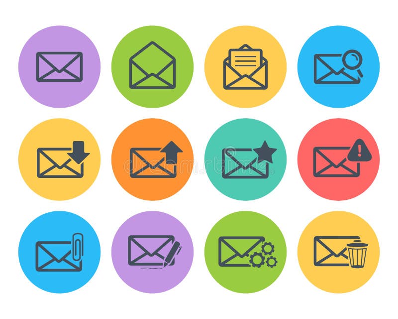 Grupo do ícone do email ilustração do vetor. Ilustração de preto - 70342736