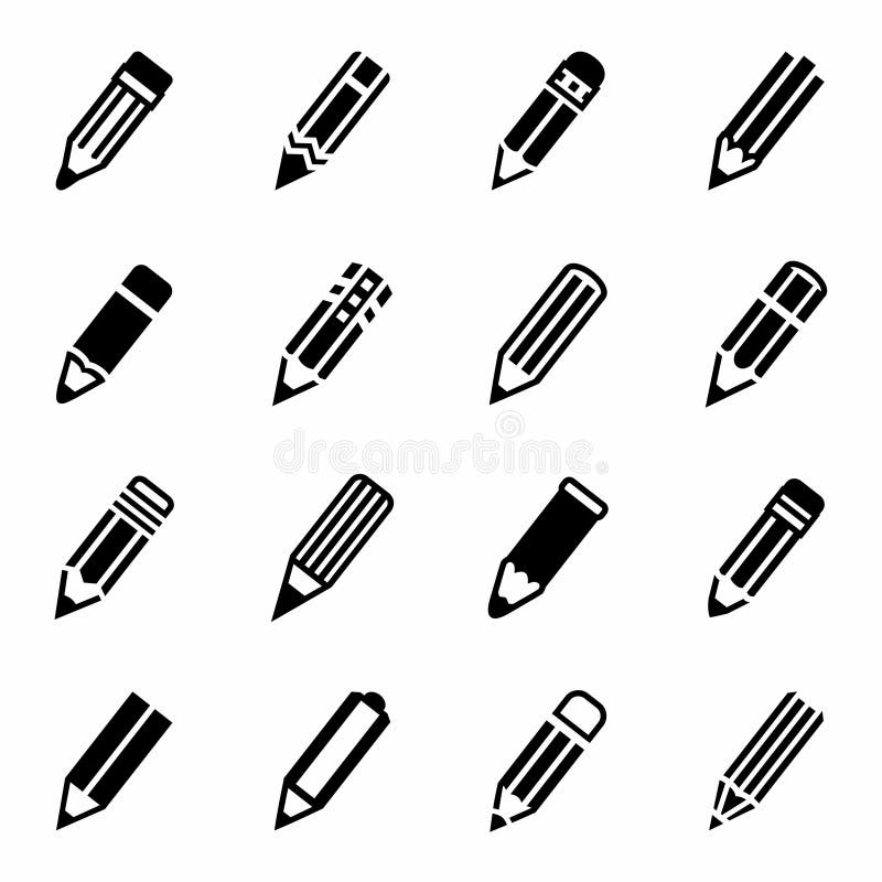 Grupo Do ícone Do Lápis Do Vetor Ilustração do Vetor - Ilustração de ...