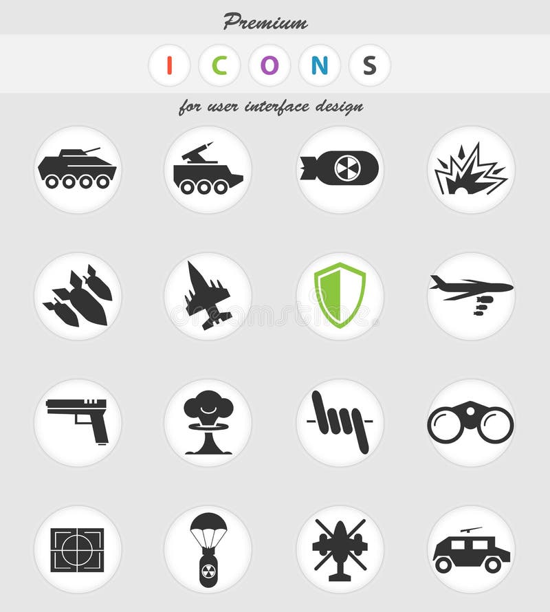 Grupo Do ícone Dos Símbolos Da Guerra Ilustração Stock - Ilustração de ...