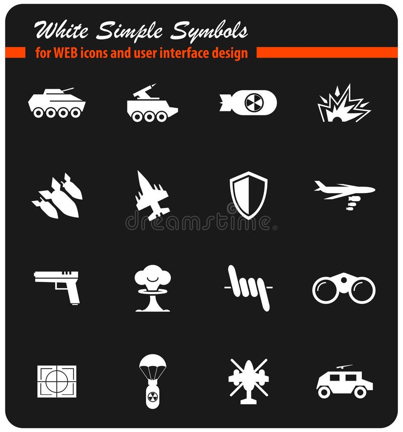 Grupo Do ícone Dos Símbolos Da Guerra Ilustração Stock - Ilustração de ...
