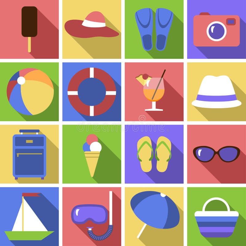 Grupo Do ícone Objetos Lisos Do Curso Ilustração do Vetor - Ilustração ...