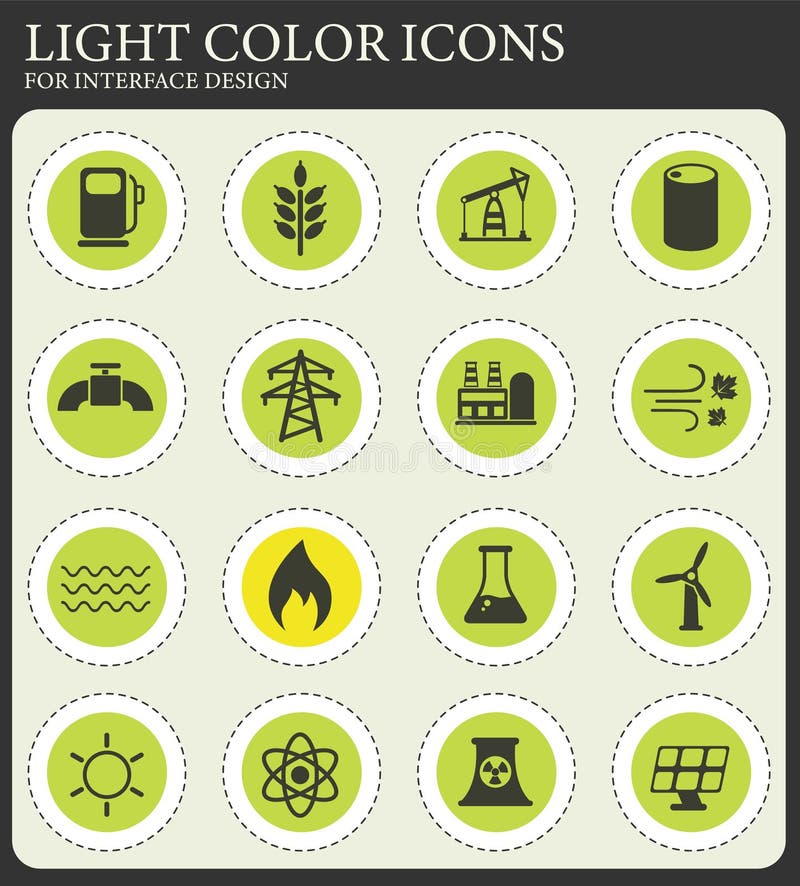 Power generation icon set ilustração do vetor. Ilustração de tambor ...