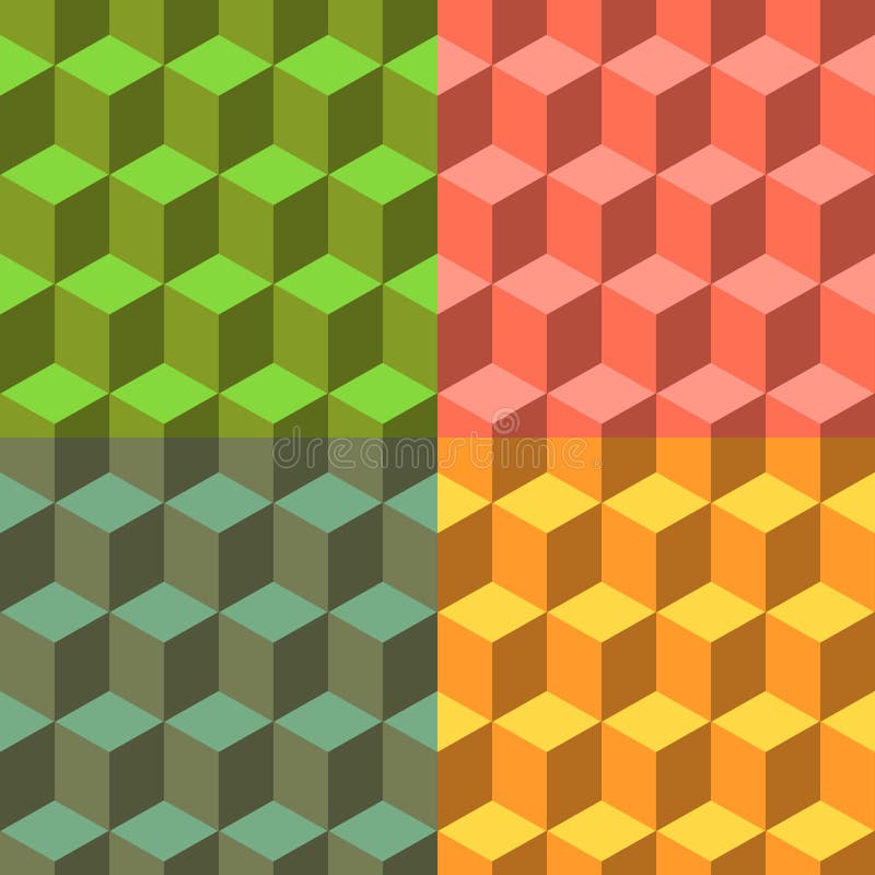 Grupo Do Cubo De Fundos Sem Emenda Do Vetor Ilustração do Vetor ...