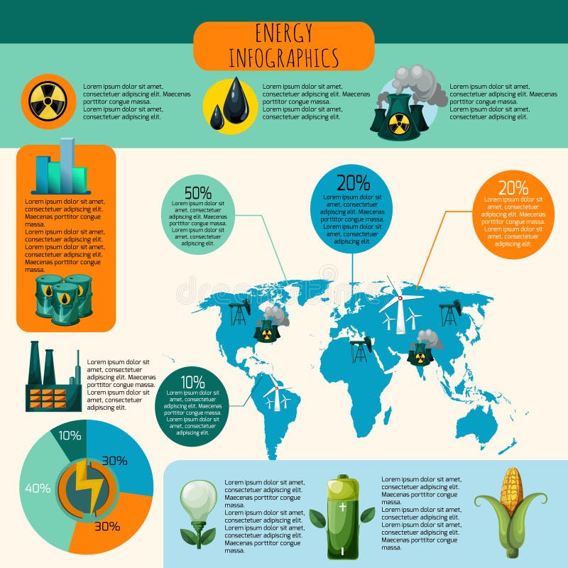 Grupo Do Infographics Da Energia Ilustração do Vetor - Ilustração de ...