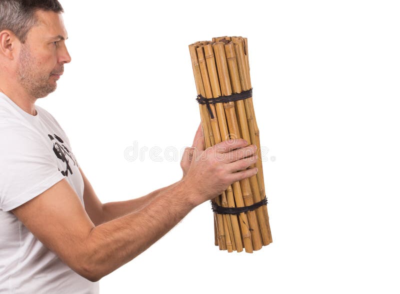 Grupo Do Lance Do Homem Do Bambu Imagem de Stock - Imagem de homem ...