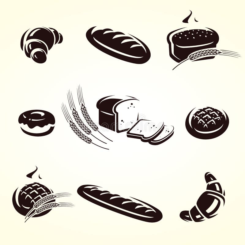 Grupo do pão. Vetor ilustração do vetor. Ilustração de ingredientes ...