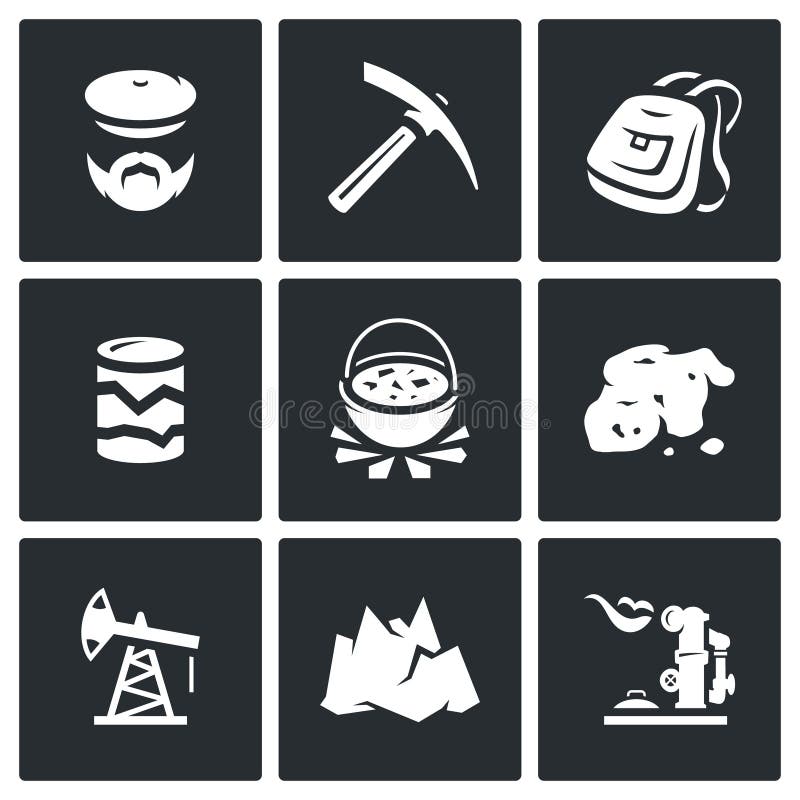 Grupo Do Vetor De ícones Da Geologia Ilustração do Vetor - Ilustração ...