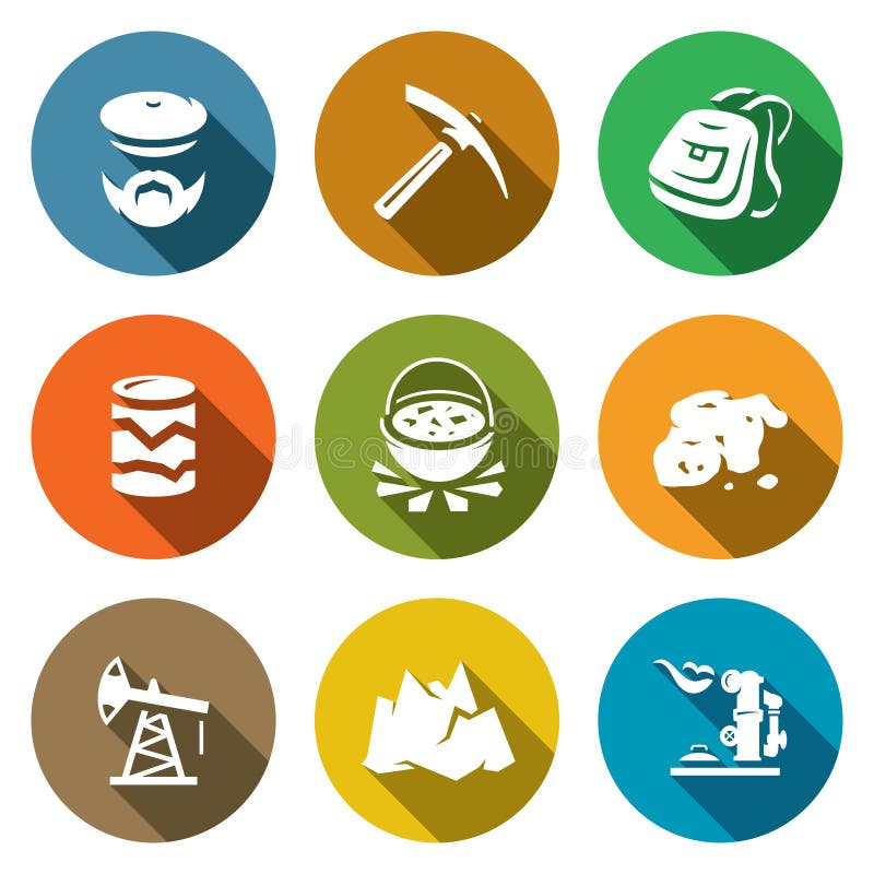 Grupo Do Vetor De ícones Da Geologia Ilustração do Vetor - Ilustração ...