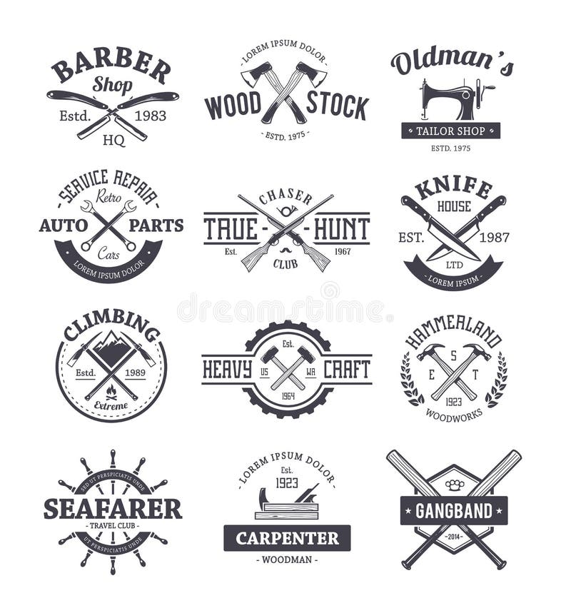 Grupo Do Vetor Dos Emblemas Dos Ofícios Ilustração do Vetor ...