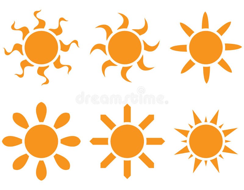 Grupo Do Vetor O Sol Em Formas Diferentes Ilustração do Vetor ...