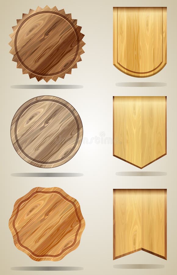 Grupo Dos Elementos De Madeira Para O Projeto Ilustração do Vetor ...