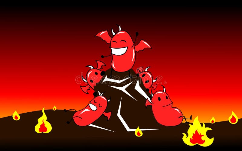 Grupo Lindo De Diablos En Infierno Ilustración del Vector - Ilustración ...