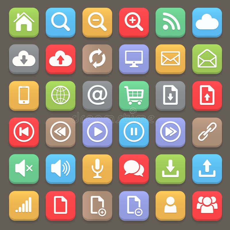 Grupo Liso Do ícone Da Web E Do Internet Elemento Do Vetor Ilustração ...